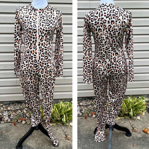 Pants & Jumpsuits | New Leopard Animal Print Long Sleeve Bodysuit ...